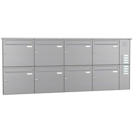 ONZO Aufputzbriefkastenanlage mit Sprechsieb in Edelstahl 8-fach mit 2ten Namensschild & Soft Close