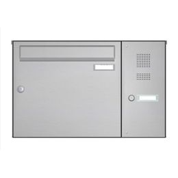 HUBER Aufputzbriefkasten mit Sprechsieb in Edelstahl mit 2ten Namensschild & Soft Close