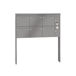 Renz Tetro freistehende Briefkastenanlage mit Sprechanlage 6-fach RAL9007