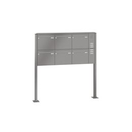 LEABOX 6er freistehende Briefkastenanlage mit Sprechfeld in RAL 9007 (Fu&szlig;platten) - LEA3