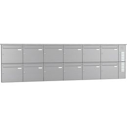 Renz ONZO Aufputzbriefkastenanlage mit Sprechsieb in Edelstahl 12-fach mit 2ten Namensschild & Soft Close
