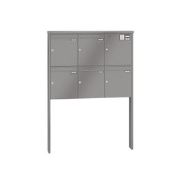 Renz Tetro freistehende Briefkastenanlage mit Sprechanlage 5-fach RAL9007