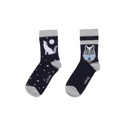 Walkiddy Socken 'Walkiddy - Singing Wolfs Socks' M&auml;dchen Gr&ouml;&szlig;e 34/36.5 dunkelblau