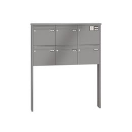 Renz Tetro freistehende Briefkastenanlage mit Sprechanlage 5-fach RAL9007
