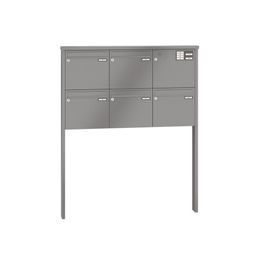 Renz Tetro freistehende Briefkastenanlage mit Sprechanlage 5-fach RAL9016