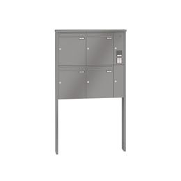 Renz Tetro freistehende Briefkastenanlage mit Sprechanlage 4-fach RAL9007