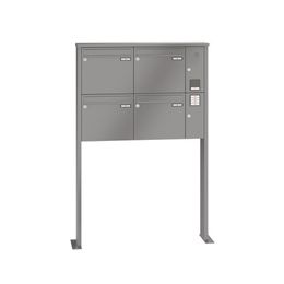 Renz Tetro freistehende Briefkastenanlage mit Sprechanlage 4-fach RAL9016