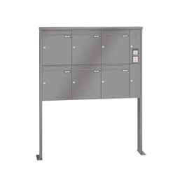 Renz Tetro freistehende Briefkastenanlage mit Sprechanlage 6-fach RAL9007