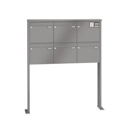 Renz Tetro freistehende Briefkastenanlage mit Sprechanlage 5-fach RAL9016