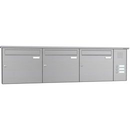 ONZO Aufputzbriefkastenanlage mit Sprechsieb in Edelstahl 3-fach mit 2ten Namensschild & Soft Close