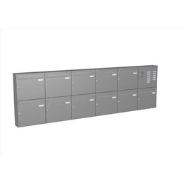 HUBER Aufputzbriefkastenanlage mit Sprechsieb in Edelstahl 11-fach mit Soft Close