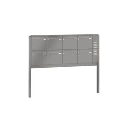 Renz LEABOX 8er freistehende Briefkastenanlage mit Sprechfeld & 2ten Namensschild & Soft Close in RAL 7016 (einbetonieren) - LEA3