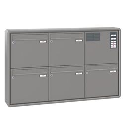 Renz RS2000 Aufputzbriefkastenanlage mit Sprechsieb 5-fach RAL9007