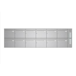 Renz HUBER Aufputzbriefkastenanlage mit Sprechsieb in Edelstahl 12-fach mit 2ten Namensschild & Soft Close