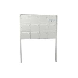 ONZO 11er freistehende Briefkastenanlage mit Sprechfeld in RAL 9016 mit 2ten Namensschild & Soft Close (einbetonieren)