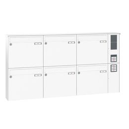 Renz Basic B Briefkastenanlage Aufputz mit Sprechsieb 6-fach RAL9016