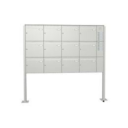 ONZO 12er freistehende Briefkastenanlage mit Sprechfeld in RAL 9007 (Fu&szlig;platten)
