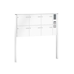 Renz Basic B freistehende Briefkastenanlage 6-fach mit Sprechfeld in RAL 9016 zum Einbetonieren mit Soft Close