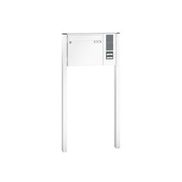 Renz Basic B freistehende Briefkastenanlage mit Sprechfeld in RAL 9016 zum Einbetonieren mit 2ten Namensschild & Soft Close
