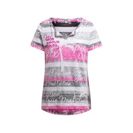 SOCCX T-Shirt mit Streifen- und All-Over-Print Damen Gr&ouml;&szlig;e XXXL schwarz