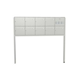 ONZO 9er freistehende Briefkastenanlage mit Sprechfeld in RAL 9007 mit 2ten Namensschild & Soft Close (einbetonieren)