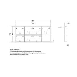 LEABOX 7er Unterputzbriefkastenanlage in RAL 9007