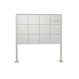 ONZO 11er freistehende Briefkastenanlage mit Sprechfeld in Wunsch Ral mit 2ten Namensschild & Soft Close (Fu&szlig;platten)