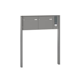 Renz Basic B freistehende Briefkastenanlage 2-fach mit Sprechfeld in DB703 zum Einbetonieren mit 2ten Namensschild & Soft Close