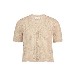 Cartoon Strick-Cardigan mit V-Ausschnitt Damen Gr&ouml;&szlig;e XXXL beige