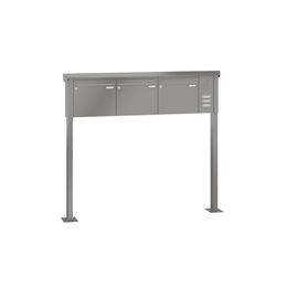 LEABOX 3er freistehende Briefkastenanlage mit Sprechfeld in RAL 9007 (Fu&szlig;platten) - LEA20