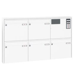 Renz Quadra Aufputzbriefkastenanlage mit Sprechsieb 5-fach RAL9016