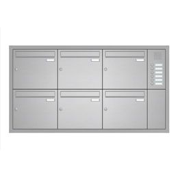 Huber 6er Unterputz-Briefkastenanlage in Edelstahl mit Sprechsieb & Soft Close
