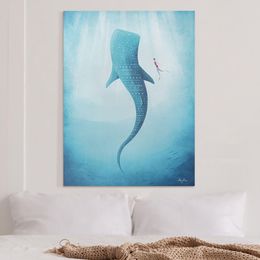 Bilderwelten Leinwandbild Henry Rivers Tiere Kunstdruck Der Walhai - Leinwanddruck Hochformat Wandbild S-XXL moderne Bilder auf Leinwand Wohnzimmer