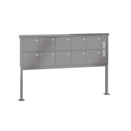 LEABOX 10er freistehende Briefkastenanlage mit Sprechfeld in RAL 7016 (Fu&szlig;platten) - LEA20