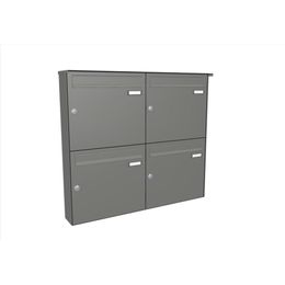HUBER Aufputzbriefkastenanlage in RAL 9007 4-fach mit Soft Close