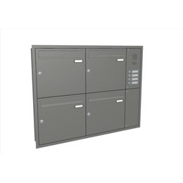 Huber 4er Unterputz-Briefkastenanlage in RAL 9016 mit Sprechsieb & 2ten Namensschild & Soft Close