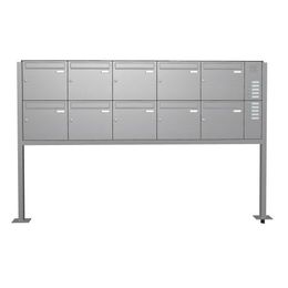 ONZO 10er freistehende Briefkastenanlage mit Sprechfeld in V2A Edelstahl (Fu&szlig;platten)