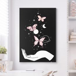 Bilderwelten Wechselbild Zaubernde Hand - Schmetterlinge Rosa