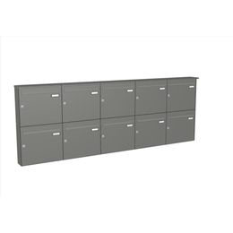 HUBER Aufputzbriefkastenanlage in RAL 9007 10-fach mit Soft Close