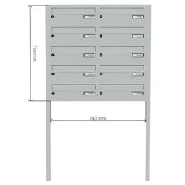 B-015 10er Freistehende Edelstahl V2A Briefkastenanlage zum Einbetonieren