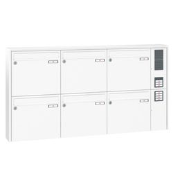 Renz Quadra Aufputzbriefkastenanlage mit Sprechsieb 6-fach RAL9016