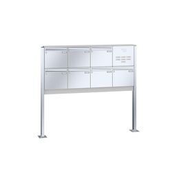 LEABOX 7er freistehende Briefkastenanlage mit Sprechfeld in V2A Edelstahl (Fu&szlig;platten) - LEA3