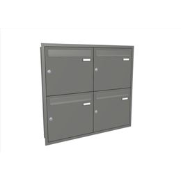 HUBER 4er Unterputz-Briefkastenanlage in RAL 9016 mit 2ten Namensschild & Soft-Close