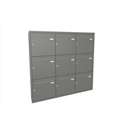 HUBER 9er Unterputz-Briefkastenanlage in RAL 9016 mit Soft Close