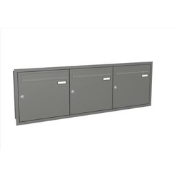 Renz HUBER 3er Unterputz-Briefkastenanlage in RAL 9007 mit 2ten Namensschild & Soft-Close