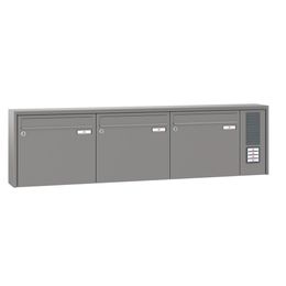 Renz Quadra Aufputzbriefkastenanlage mit Sprechsieb 3-fach RAL9007
