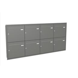 Renz HUBER 8er Unterputz-Briefkastenanlage in RAL 9007 mit Soft Close