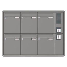 Renz RS3000 Unterputz Briefkastenanlage 6-fach mit Sprechsieb RAL9007