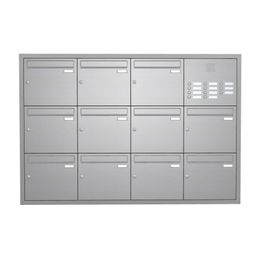 ONZO 11er Unterputz-Briefkastenanlage in Edelstahl mit Sprechsieb & 2ten Namensschild & Soft Close