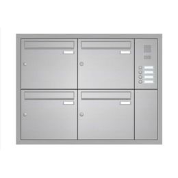 Renz Huber 5er Unterputz-Briefkastenanlage in Edelstahl mit Sprechsieb & Soft Close